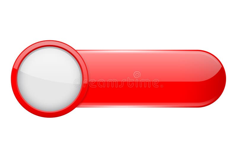 Red Menu Button with White Circle. Oval Glass 3d Icon Stock Vector ...