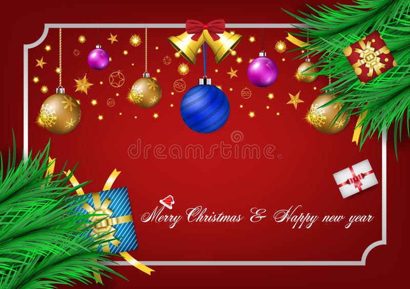 Red Merry Christmas Card and Background. Christmas and Happy New Year ...