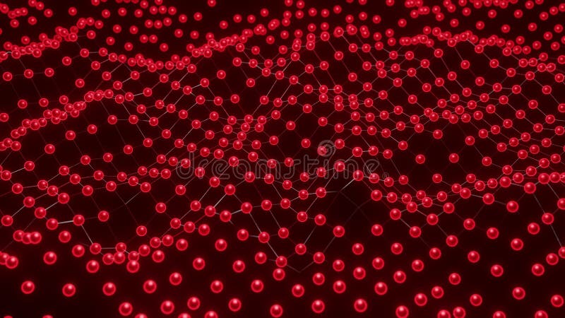 Red Mesh with Glowing Nodes Rotating Technology Futuristic Abstract ...