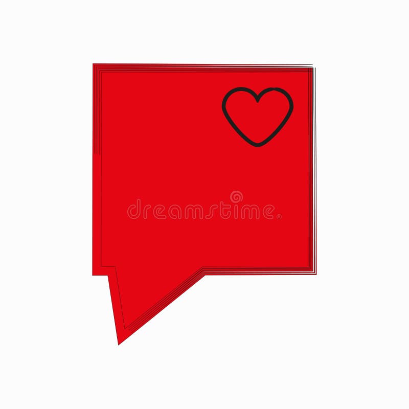 Red Message Sign with Heart. Rectangle Speech Dialogue Icon ...