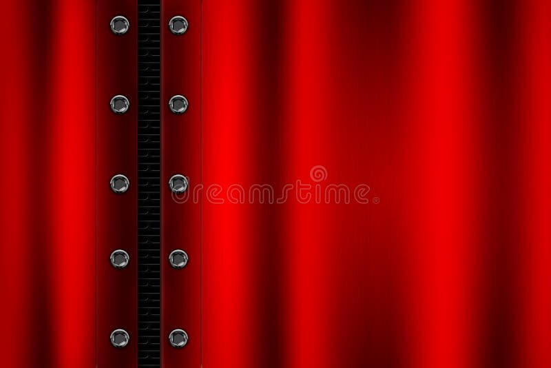 Red Metal Background with Rivet on Gray Metallic Mesh. Stock ...