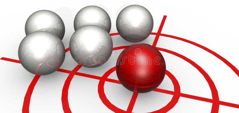Red Metal Ball on Center of Target Stock Illustration - Illustration of ...