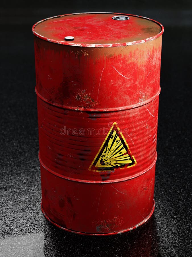 3D Render Of Flammable Barrel Stock Illustration - Illustration of used ...