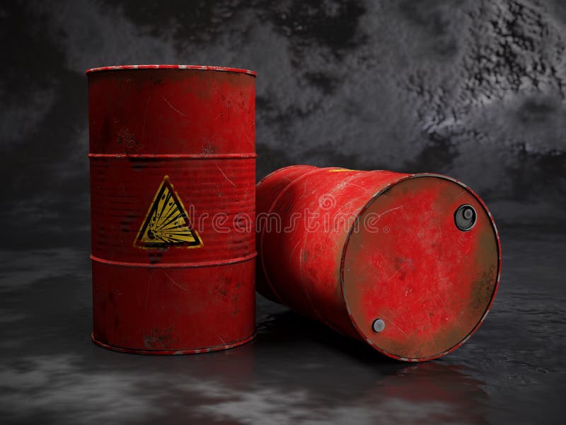 Red Metal Barrels with Explosive Material Stock Illustration ...