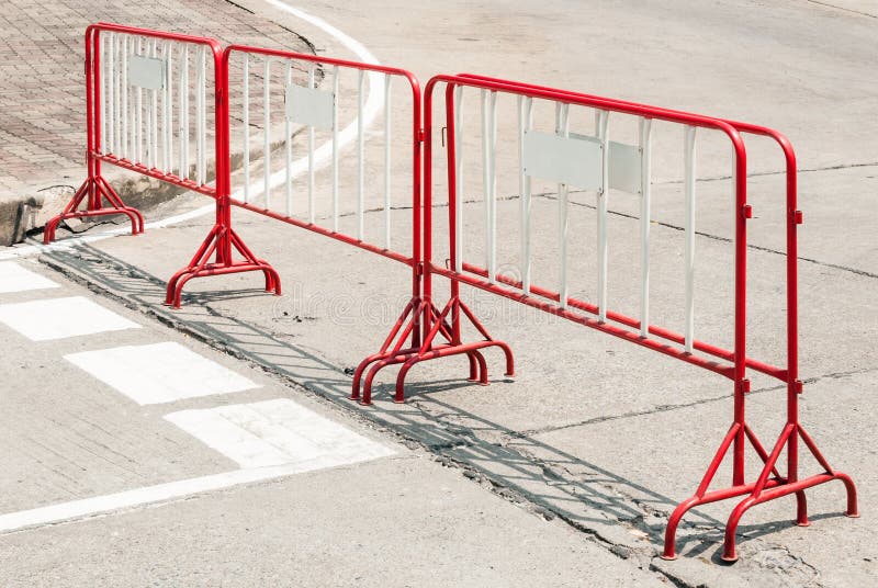 Red metal barrier stock image. Image of repair, close - 30140719