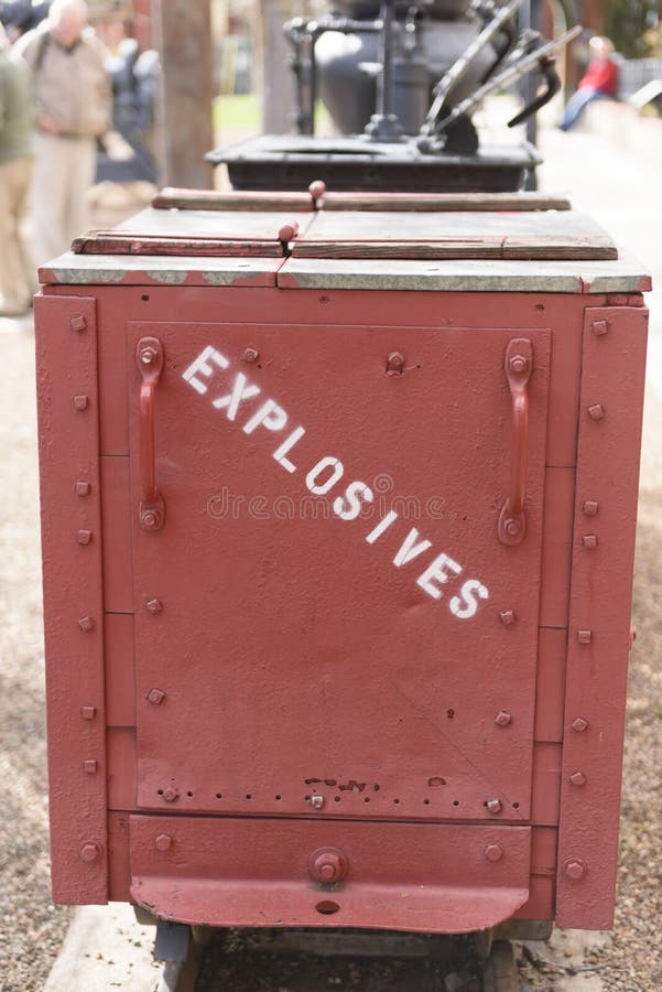 Old Fashioned Metal Box Marked with the Word `Explosives.` Editorial ...