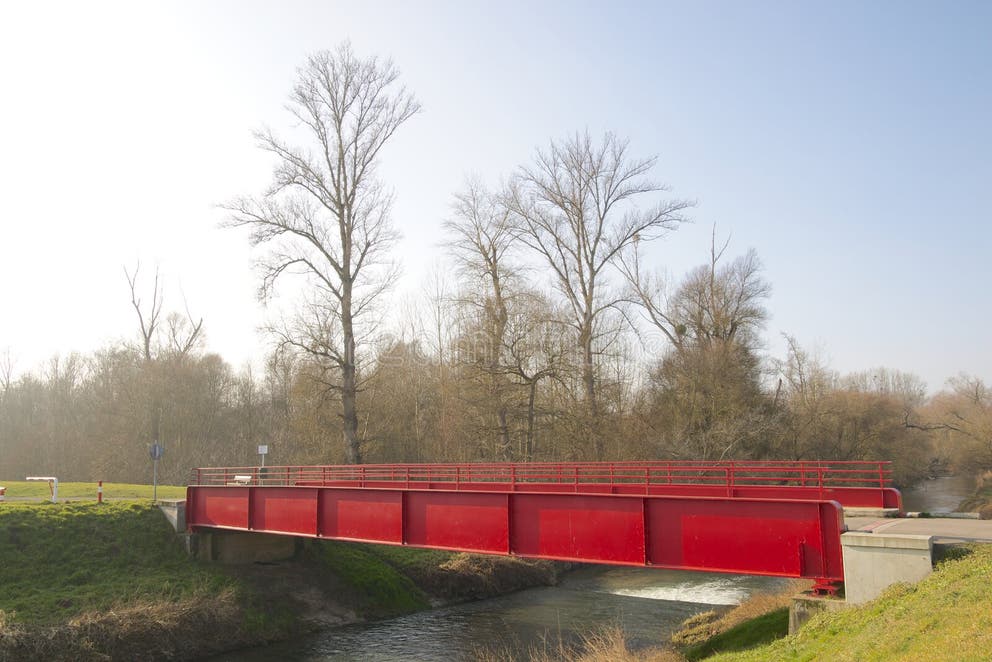 Red Metal Bridge 2 stock photo. Image of leaf, outdoor - 38908618