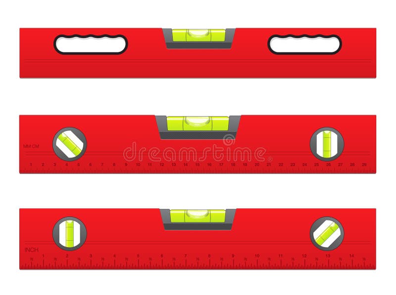 Red Metal Bubble Level Vector Isolated on White Background Stock ...
