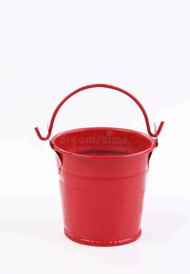 Red Metal Bucket Decorative Isolated on White Background Stock Image ...