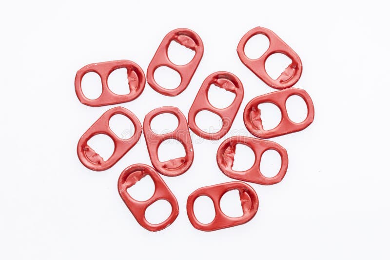 Red Metal Can Pull Tabs Isolated on White Background Stock Image ...