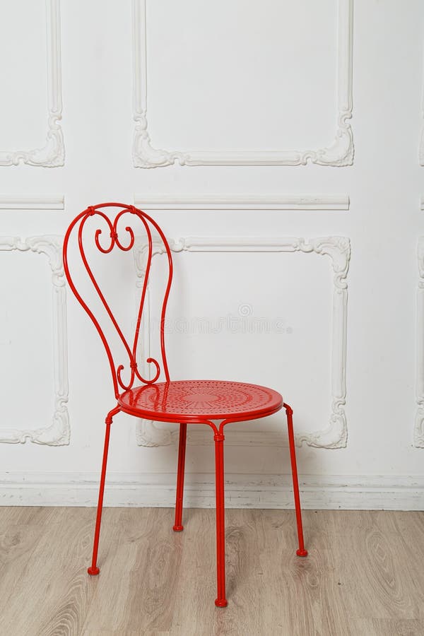 Red metal chair stock image. Image of provence, armchair - 55297777