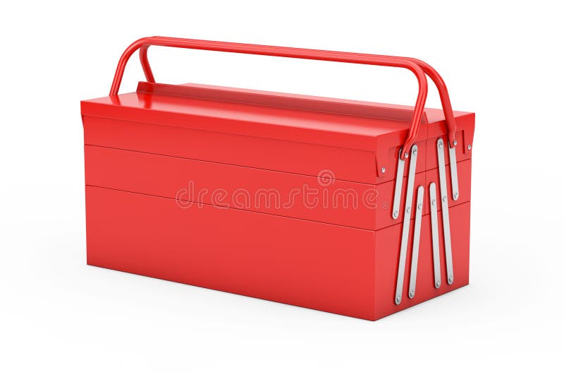 Red Classic Toolbox Vector. Full of Equipment. Flat Cartoon Isolated ...