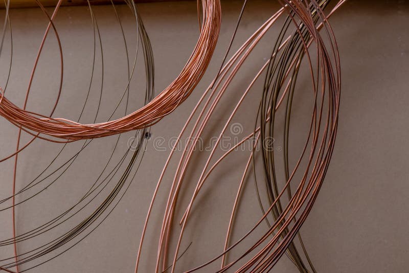 Red Metal. Copper Wire in Production Stock Image - Image of punching ...