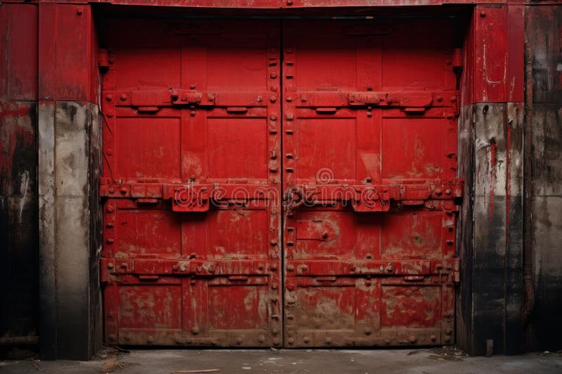 Red Metal Doors. Generate Ai Stock Illustration - Illustration of ...