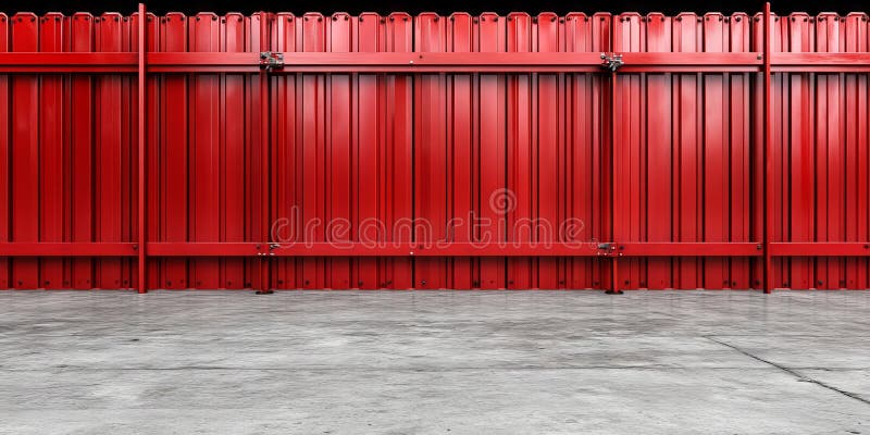 A Red Metal Fence with a Black Background Stock Photo - Image of floor ...