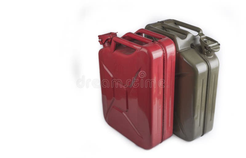 Red Metal Gas Canister on a White Stock Image - Image of fuel, metal ...