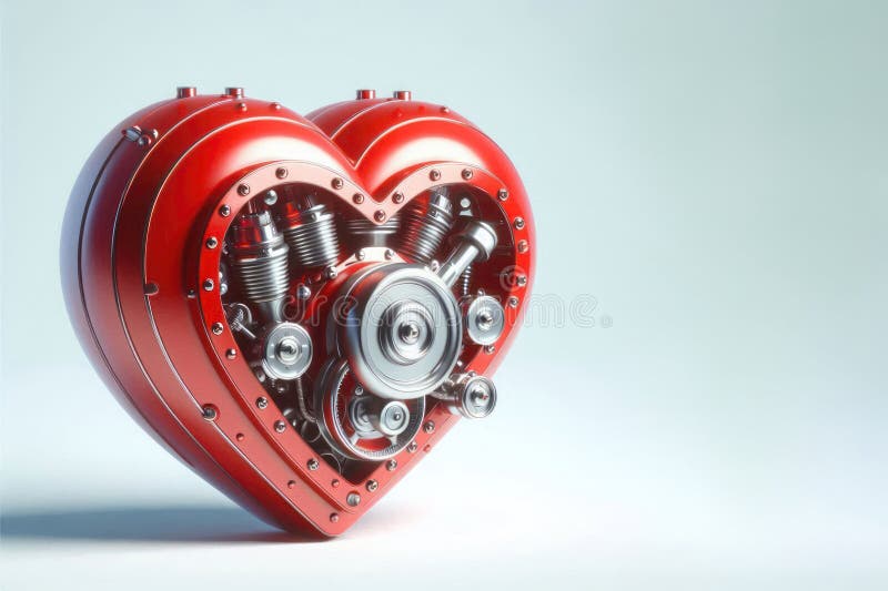 A Red Metal Heart with a Mechanism Inside. Space for Text. Stock Photo ...