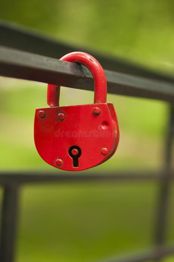 Red Padlock in the Shape of a Heart, on a Metal Pipe Stock Photo ...