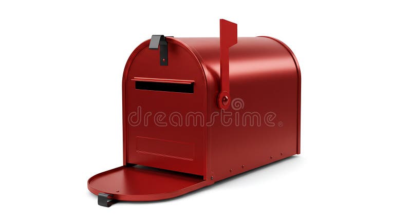 A Red Metal Mailbox with a Curved Top and Cylindrical Body. it Features ...