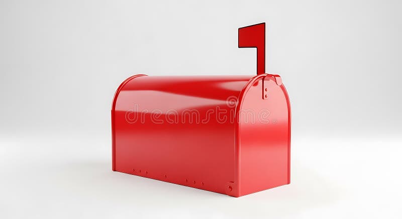 Red Metal Mailbox with a Rounded Top and a Raised Flag, Indicating ...