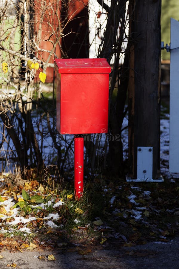 A Red Metal Mailbox in Sunset Stock Image - Image of outdoor, contact ...