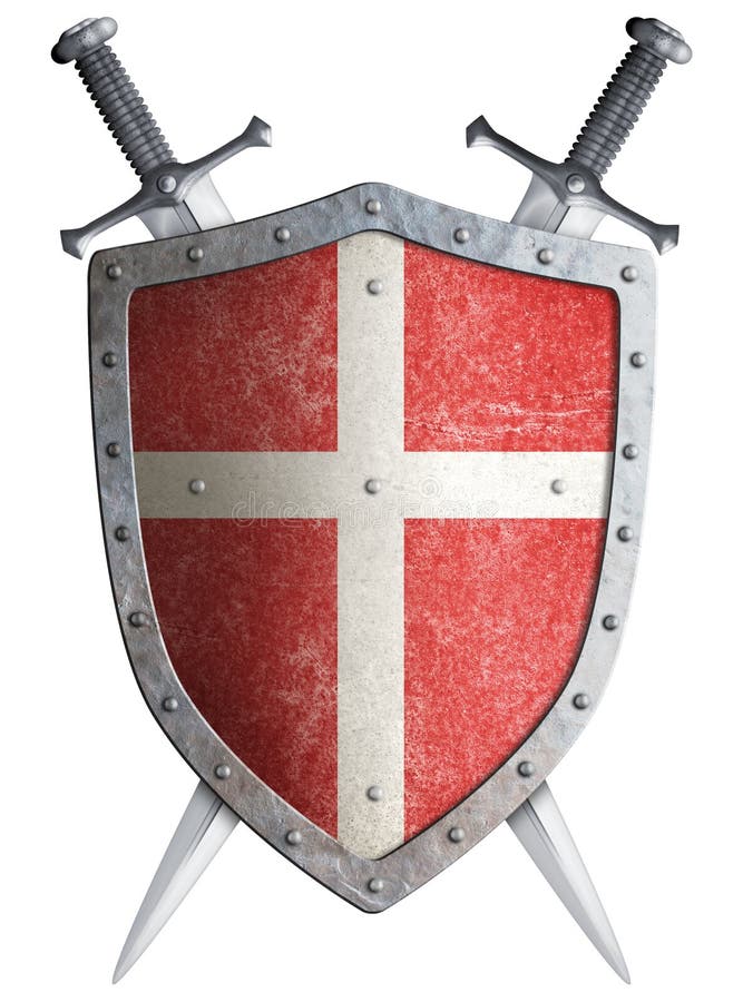 Old Medieval Crusader Shield and Two Crossed Swords Isolated 3d ... Old Medieval Crusader Shield and Two Crossed Swords Isolated 3d ...