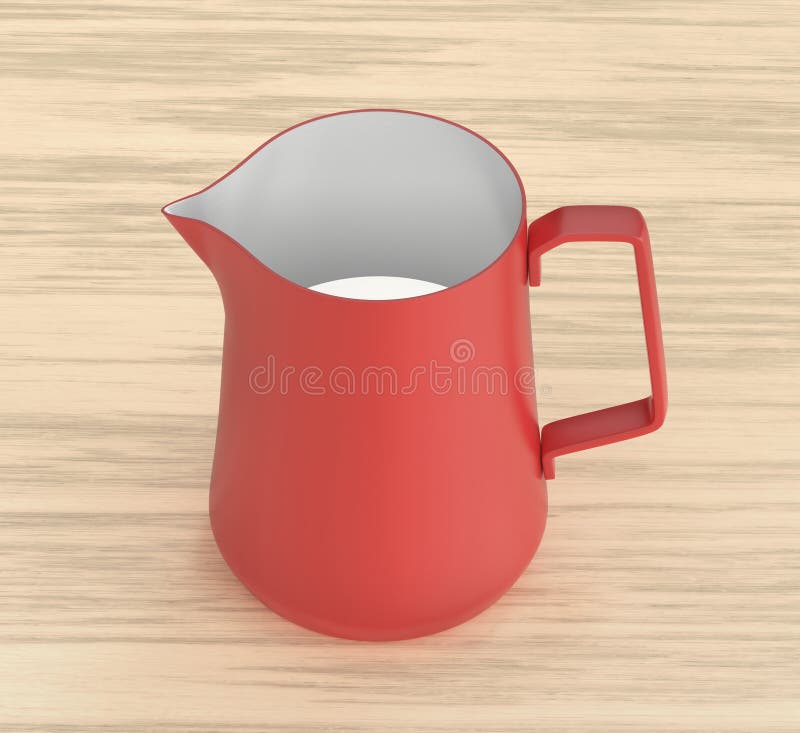 Red metal milk pitcher stock illustration. Illustration of foam - 346041414