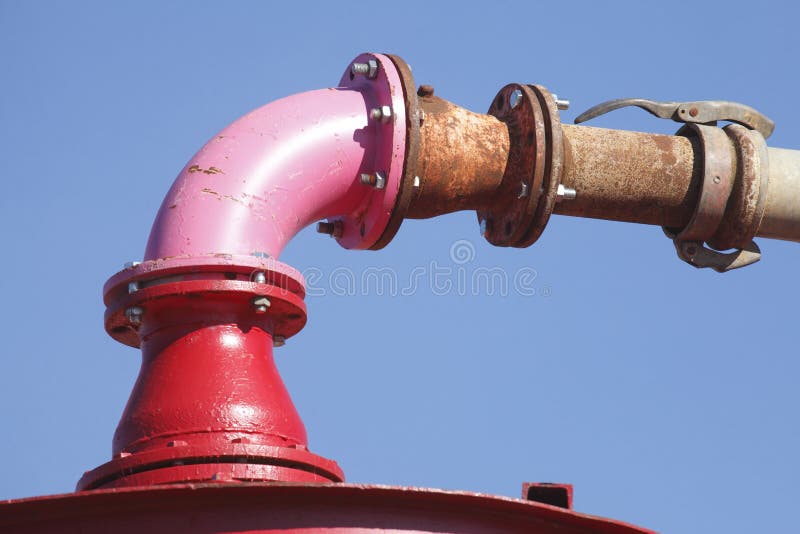 Red metal pipe stock photo. Image of blue, started, metal - 95060878