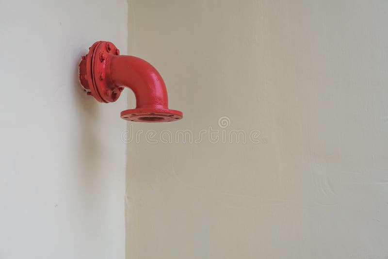 Red Metal Pipe on the White Wall Stock Image - Image of water, heat ...