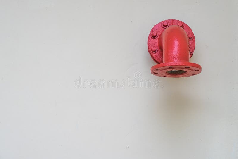 Red Metal Pipe on the White Wall Stock Photo - Image of water, pipeline ...