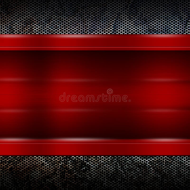 Red Metal Plate on Rusty Metallic Mesh for Background and Texture Stock ...