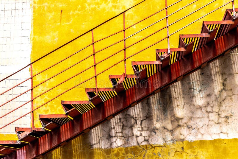 Red Metal Stair, Colored Background Stock Photo - Image of climbing ...