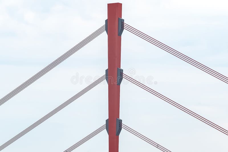 Metal Strings Attached To the Pole of a Cable-stayed Bridge Stock Image ...