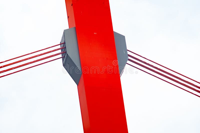 Metal Strings Attached To the Pole of a Cable-stayed Bridge Stock Image ...