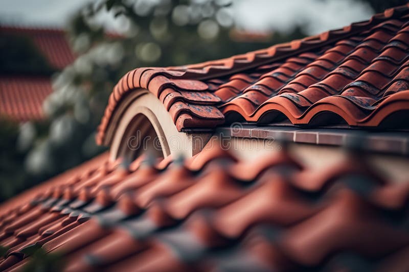 Red Metal Tile Roofing Roof Generative AI Stock Illustration ...