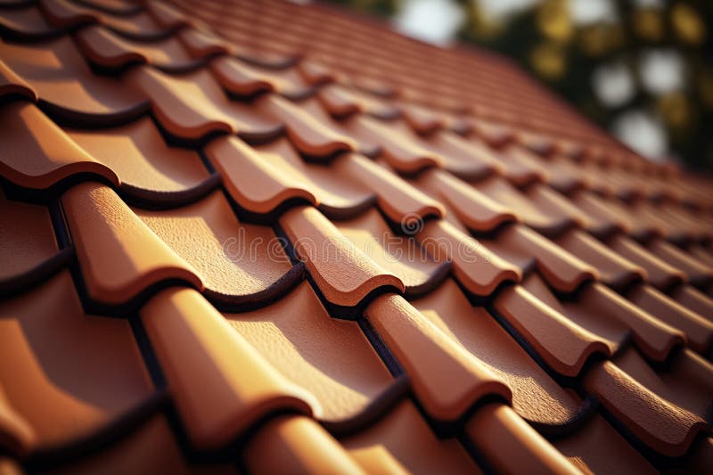 Red Metal Tile Roofing Roof Generative AI Stock Illustration ...
