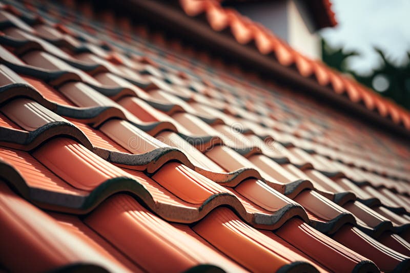 Red Metal Tile Roofing Roof Generative AI Stock Illustration ...