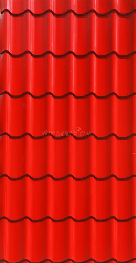 Red Metal Tile Sheet Isolated on White Background. Stock Image - Image ...