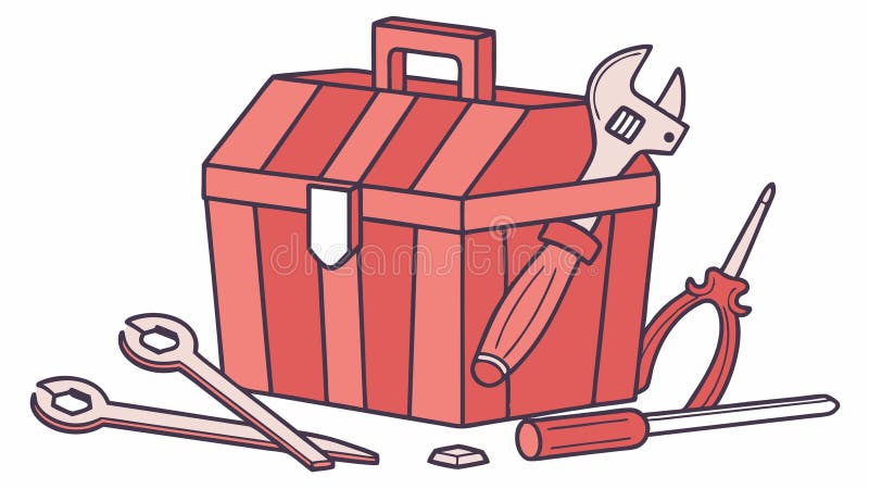 Red Metal Toolbox with Tools Repair Kit, Vector Design Generative AI ...