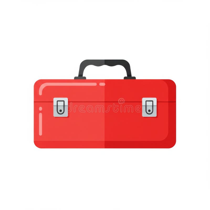 Red Metal Toolbox on White Background Stock Illustration - Illustration ...