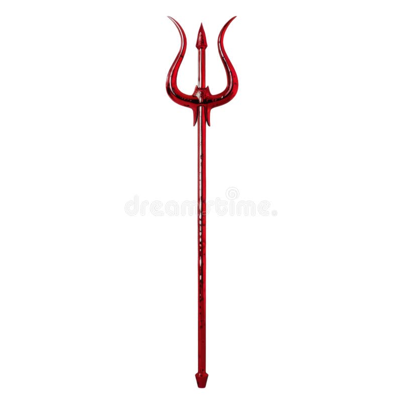 Red Metal Trident with Three Points and a Long Shaft Stock Photo ...