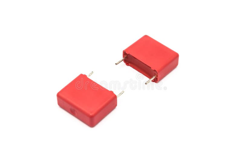 Red Metalized Polypropylene Film Capacitor, Isolated on White Stock ...