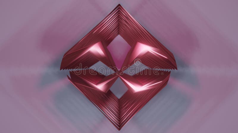 Red Metallic Abstract Object, Construction Changes Its Shape, Then ...