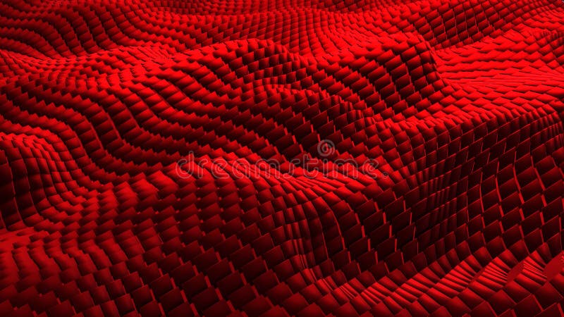 Red Metallic Background, 3D Waves from Square Shapes Mosaic Stock ...