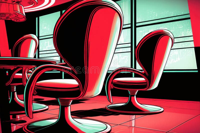 Red Metallic Chairs of a Conference Room Stock Illustration ...