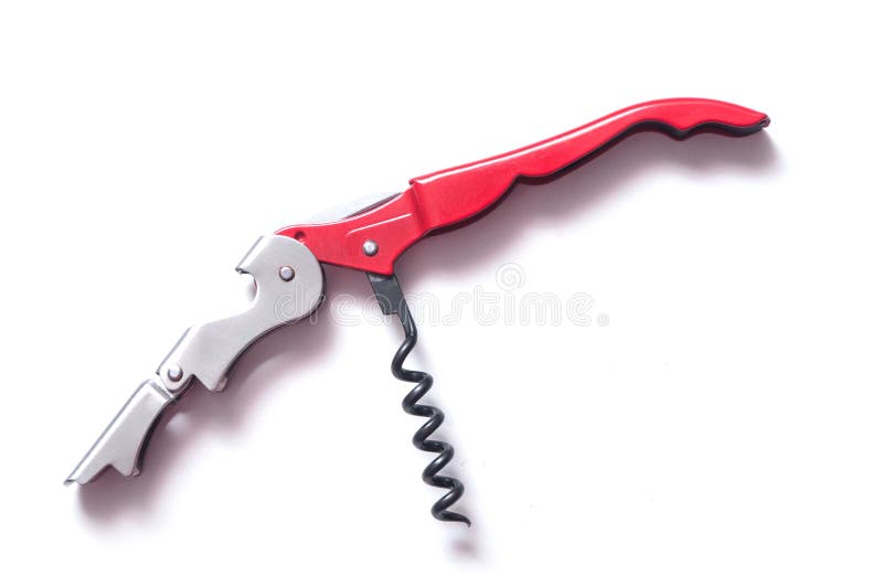 Red Metallic Corkscrew on White Background Stock Image - Image of color ...