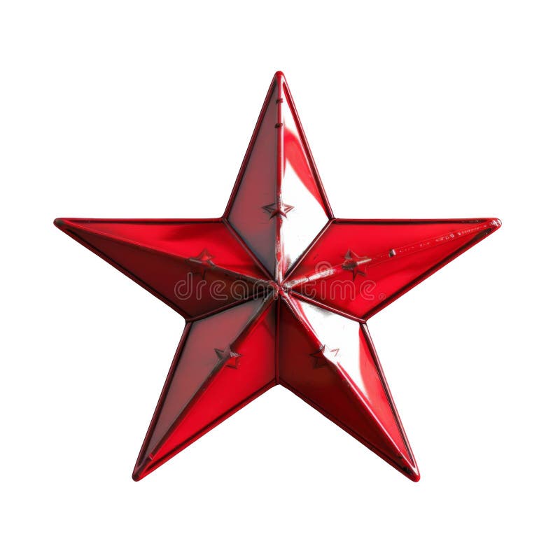 Red Metallic Five-Pointed Star on Black Background Stock Illustration ...