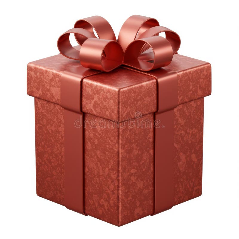 Red Metallic Gift Box with Copper Bow Stock Illustration - Illustration ...