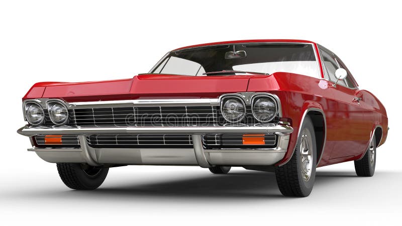 Red Metallic Muscle Car - Front View Stock Image - Image of machine ...