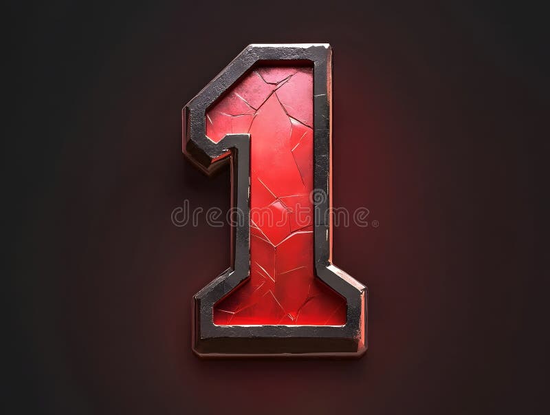 Red Metallic Number 1 First Numeral One 3D Logo Symbol Stock ...